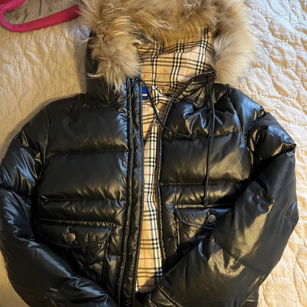 burberry blue label puffer jacket with fur hood😼 no... - Depop