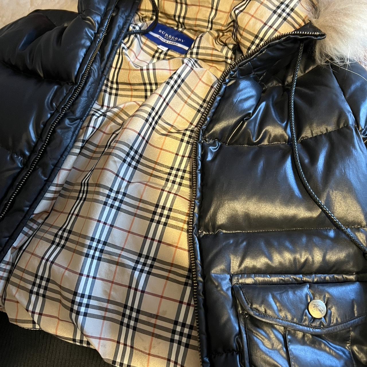 burberry blue label puffer jacket with fur hood😼 no... - Depop