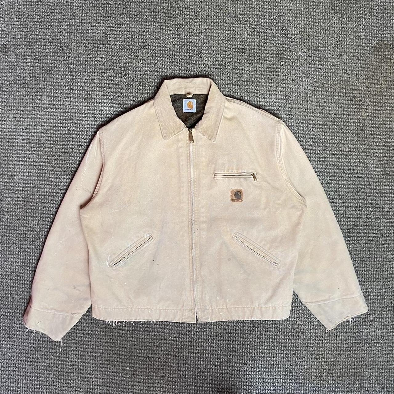 Carhartt Detroit Jacket, stone colour way, Very good... - Depop