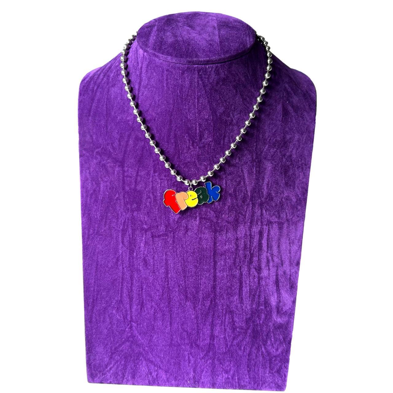 Rainbow multicoloured Freak pendant on ball chain... - Depop