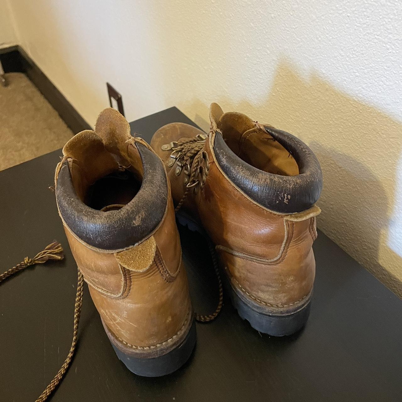 I rage brown leather hiking boots. Womens 9, men's... - Depop
