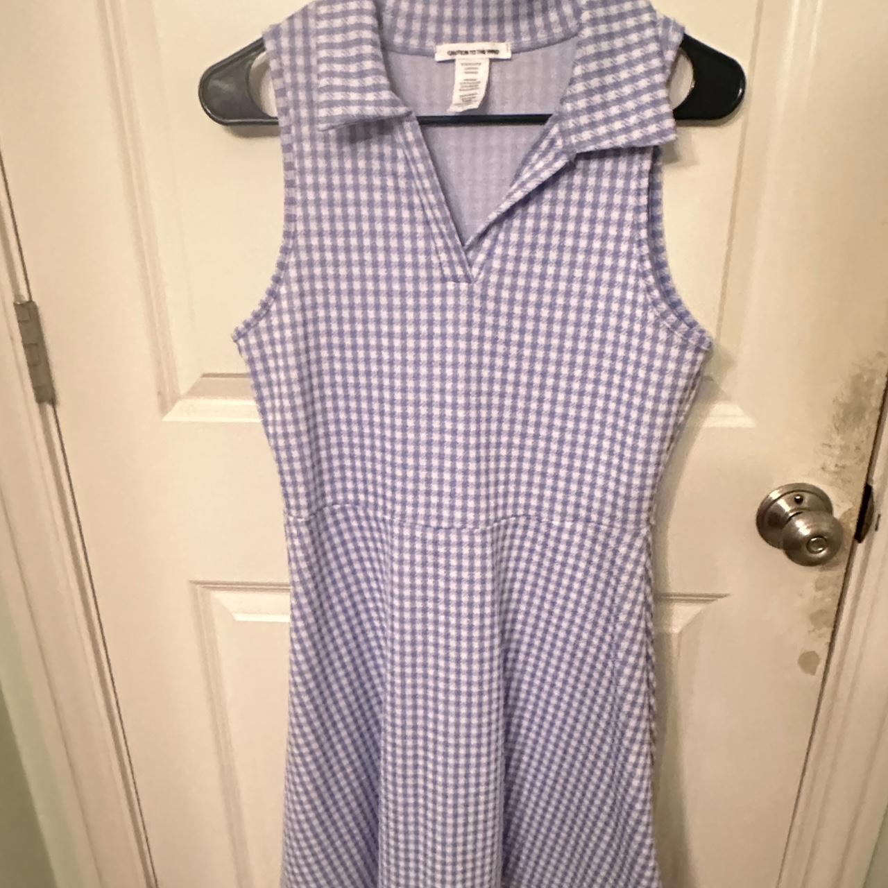 blue and white gingham tennis dress - Depop