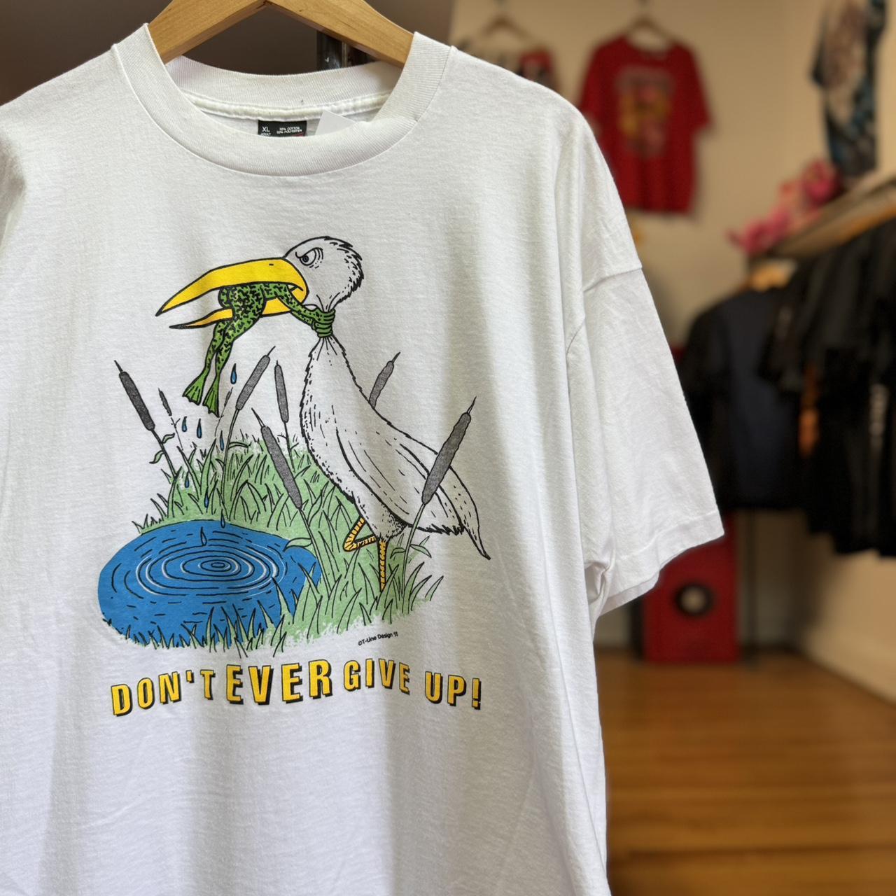 Vintage 90s You Never Give Up Choking Frog Animal... | Depop