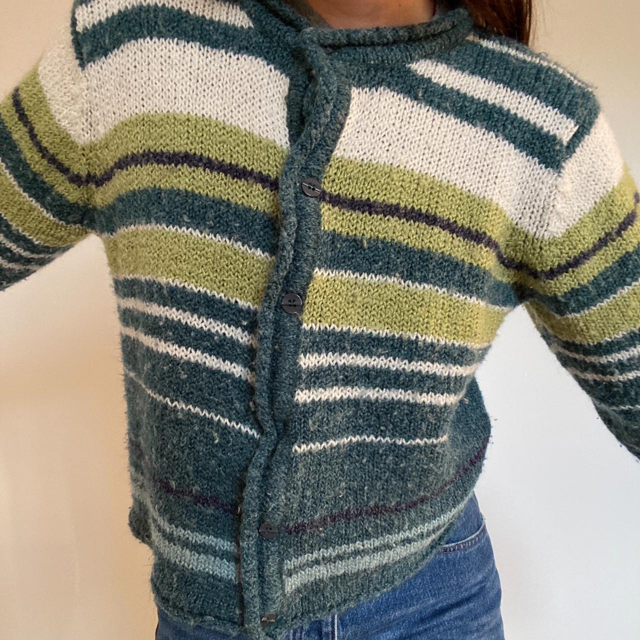 💞 Vintage Striped Cardigan 💞 - thick warm knit in... - Depop