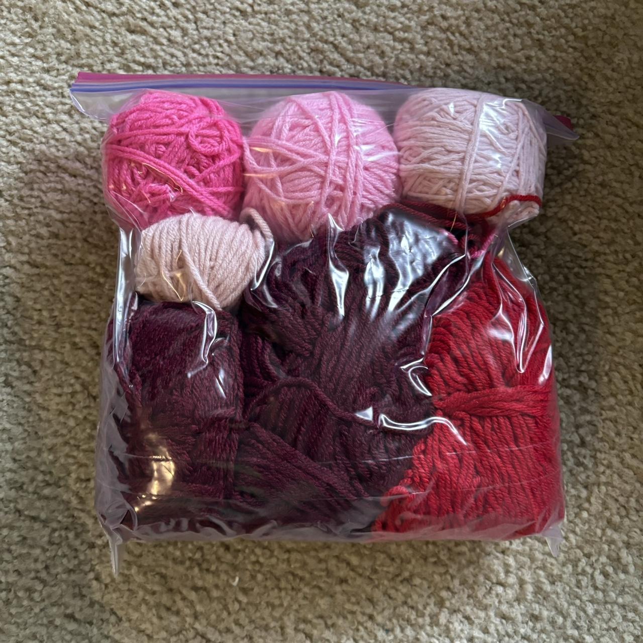 Pink and red yarn bundle. Varying size skeins, all... - Depop