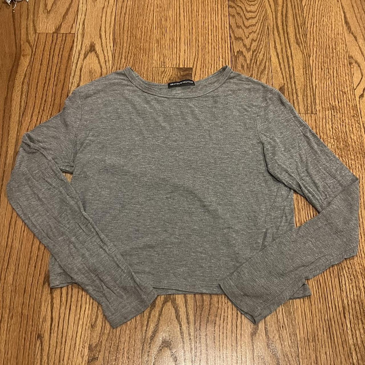 BRANDY MELVILLE Grey ribbed long sleeve size small - Depop