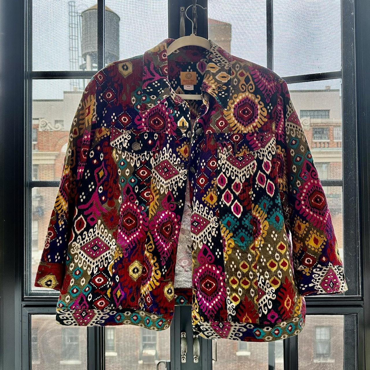 Vintage Button-up Colorful Jacket - in perfect... - Depop