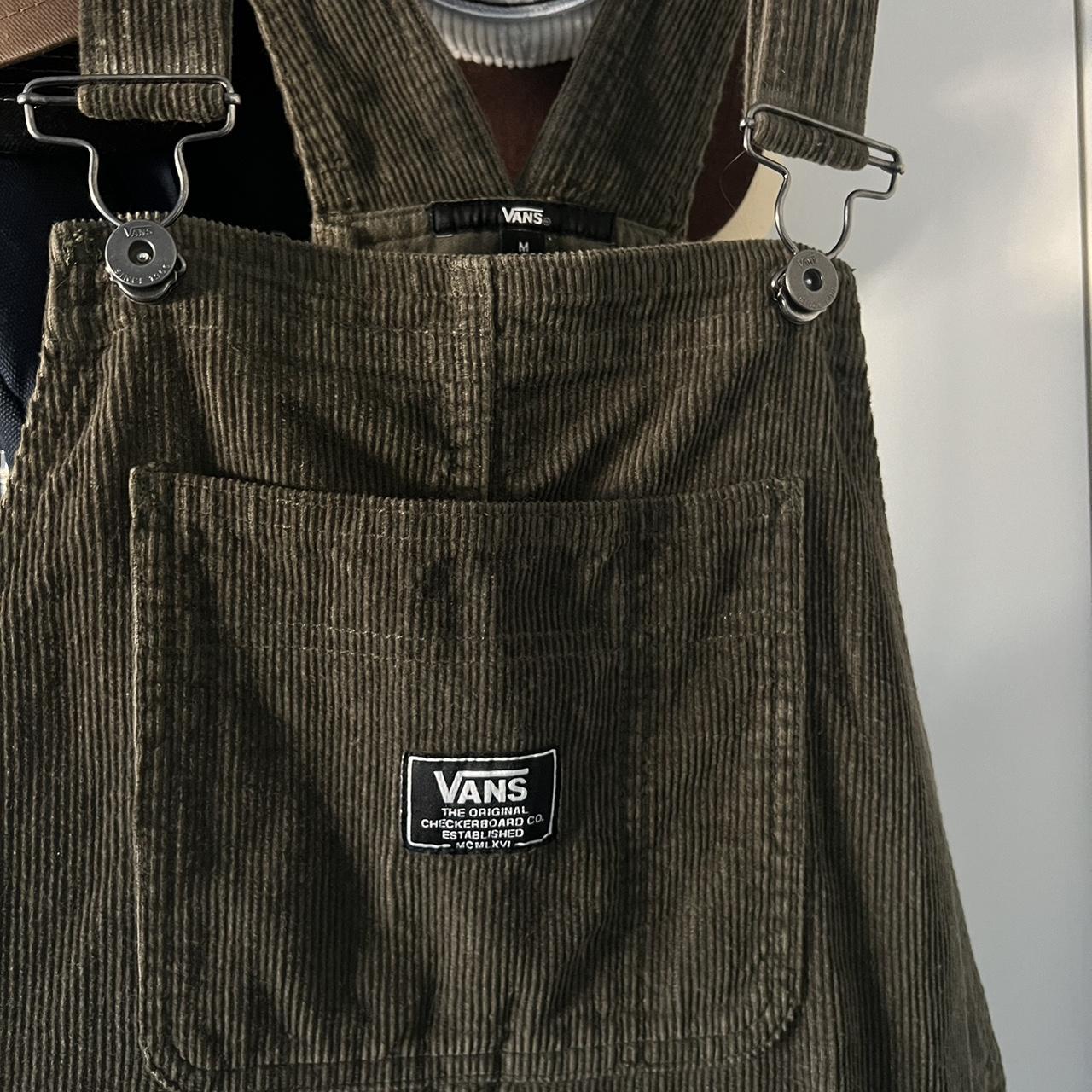 dark green corduroy vans overalls - Depop