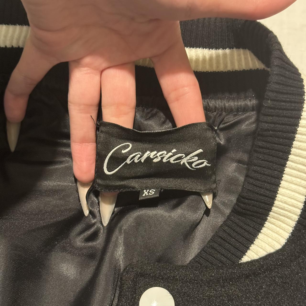 Carsicko black and white varsity jacket Size: xs... - Depop