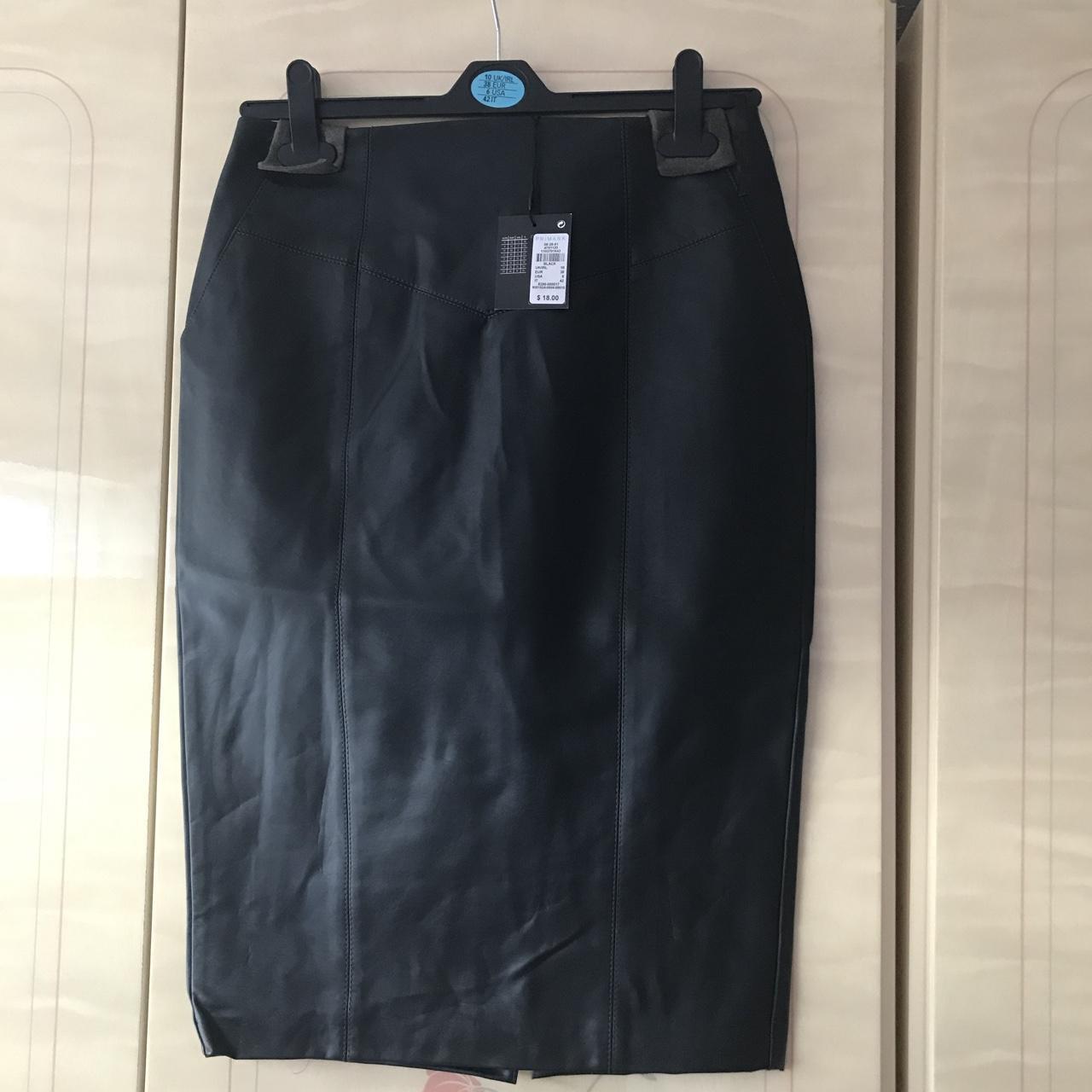 Primark Thick Faux Leather Midi Skirt • Two pockets... - Depop