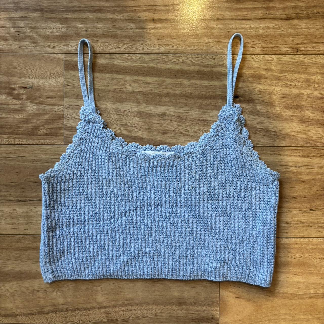 Blue Glassons crochet top Size M - Depop