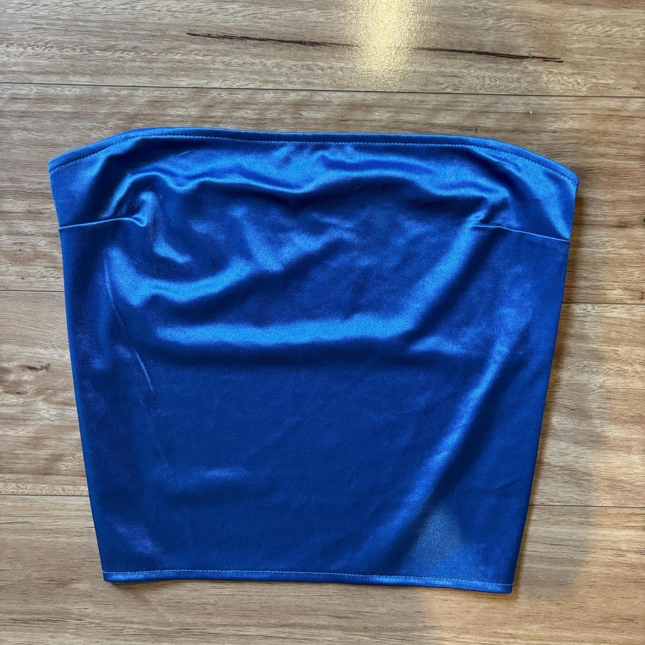 Blue Suprè strapless top Size M - Depop
