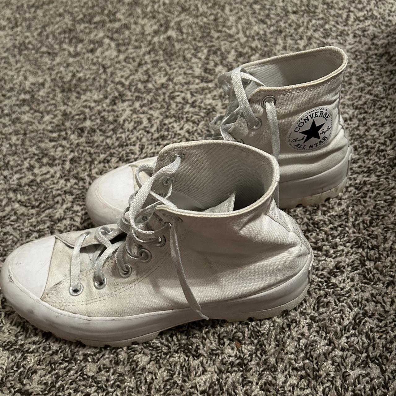 PM BEFORE PURCHASING :) white platform converse,... - Depop