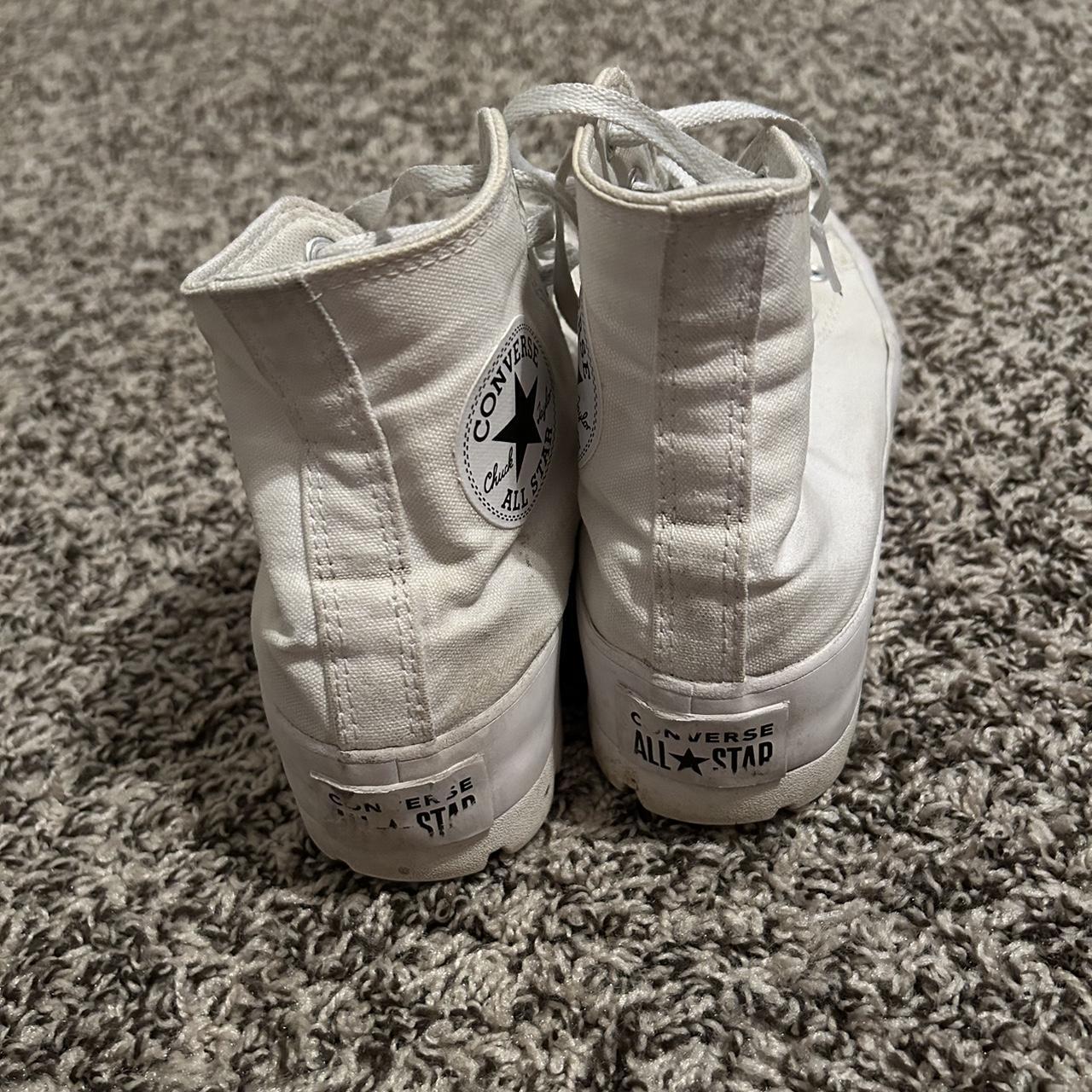 PM BEFORE PURCHASING :) white platform converse,... - Depop