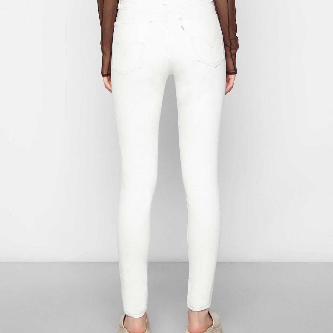 White Levi’s Mile High Super Skinny Jeans in white... - Depop