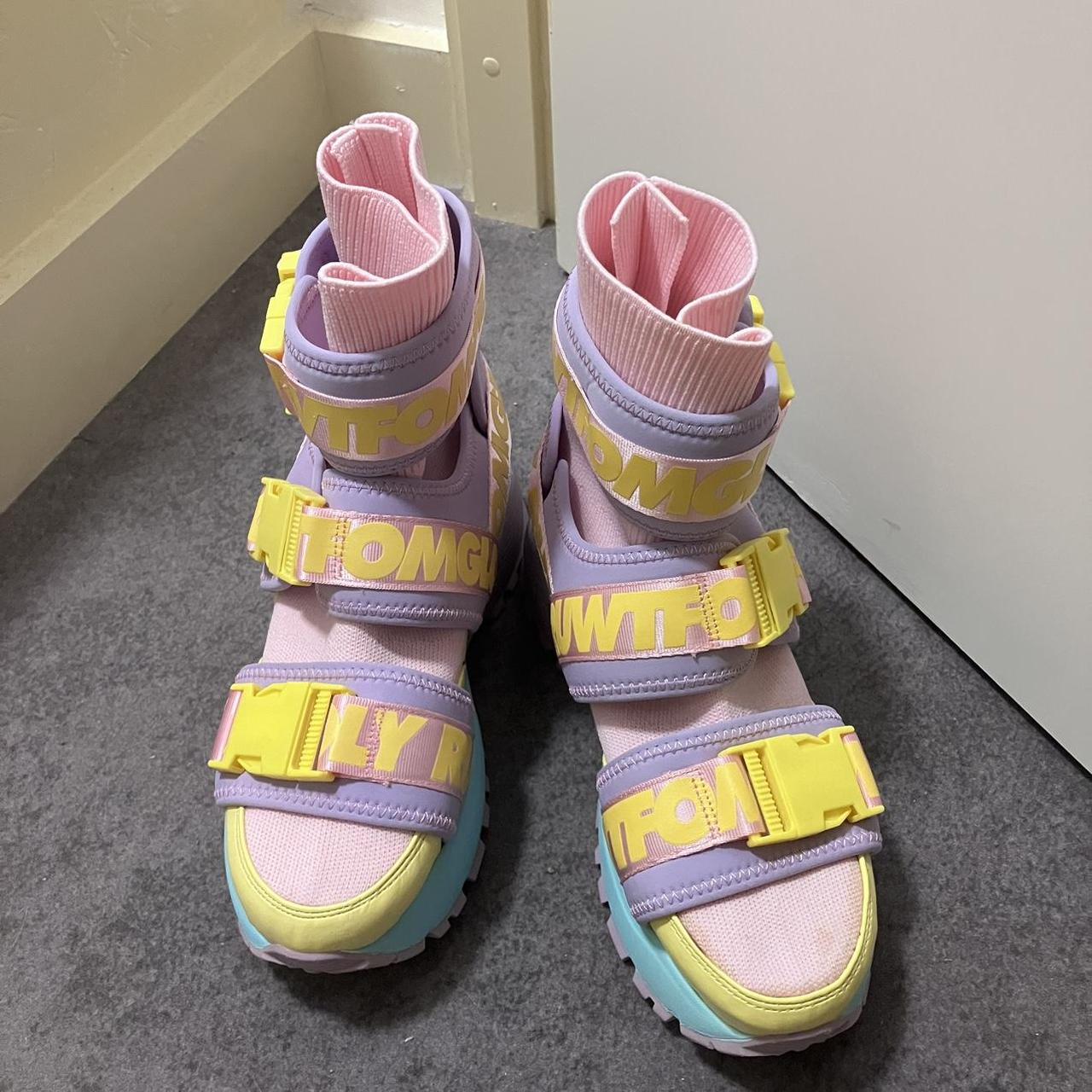 YRU pastel techwear teq platform shoes in size UK... - Depop