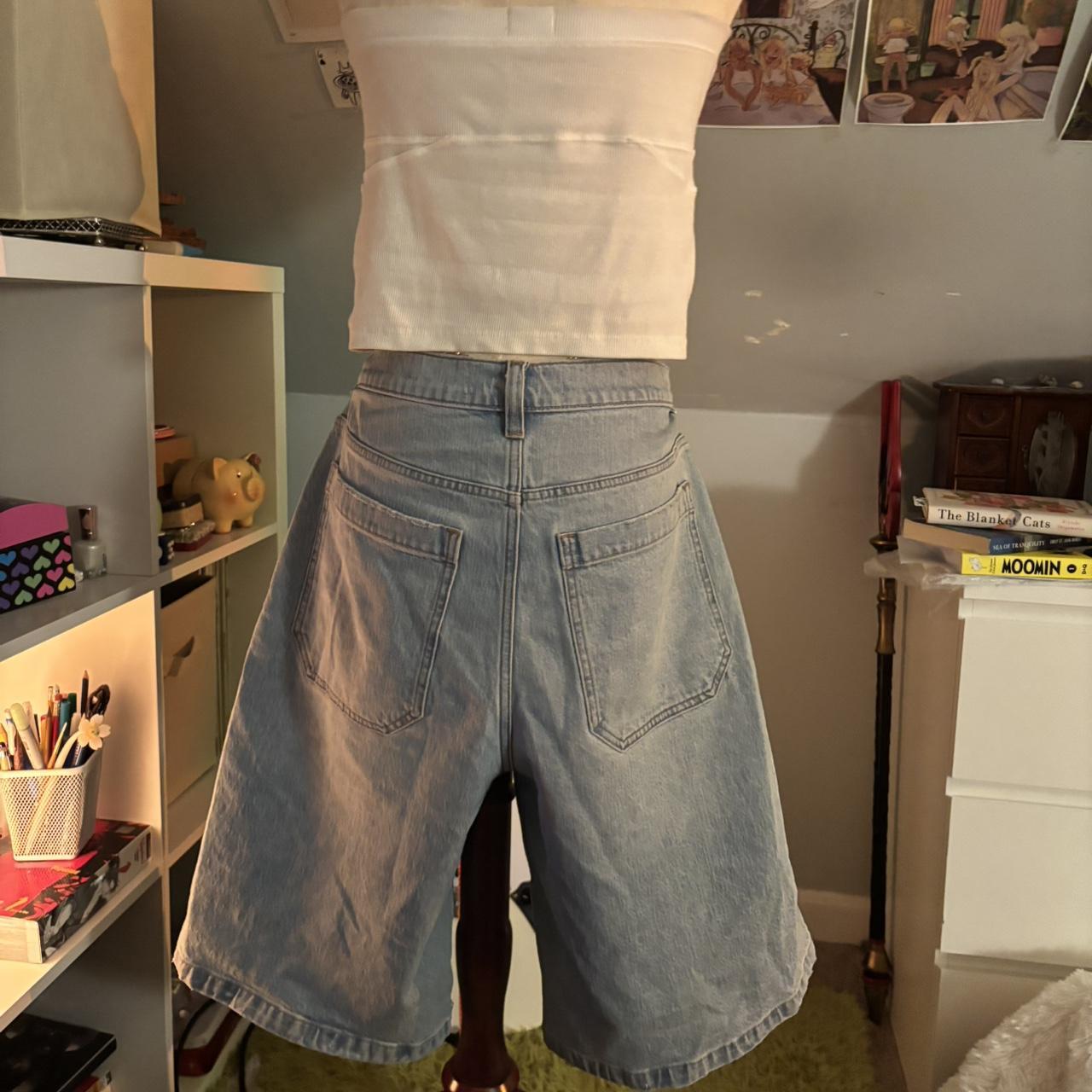 hollister Light blue denim jorts extra baggy size... | Depop