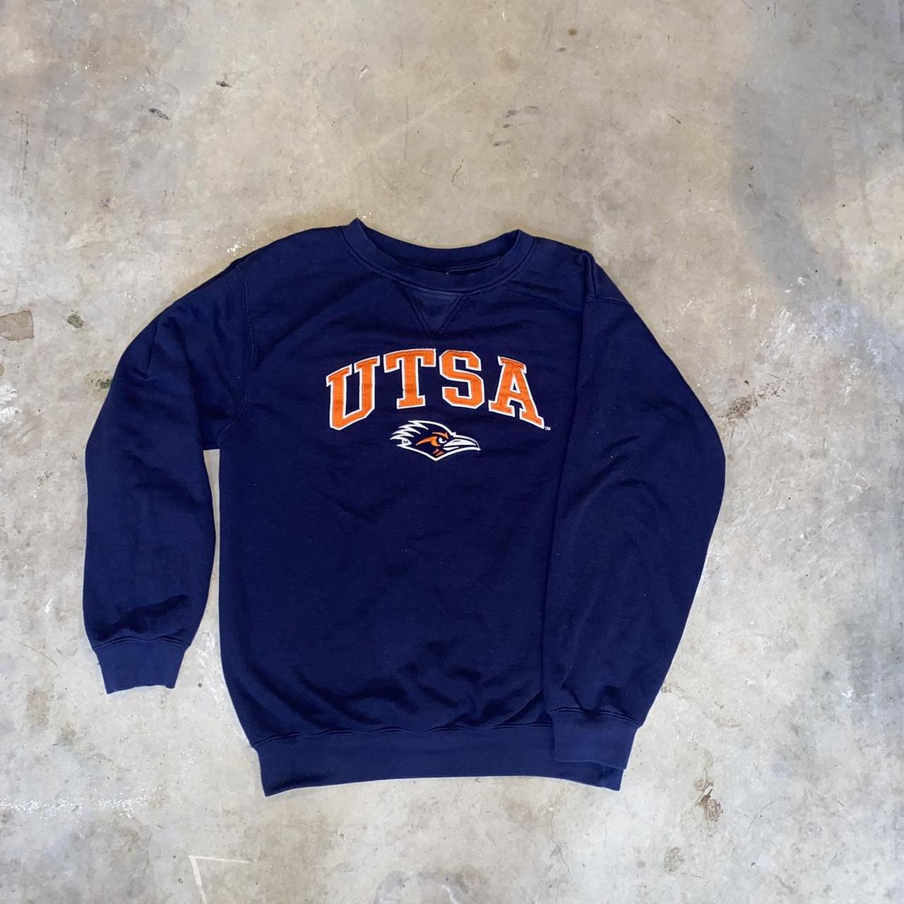 Navy and orange UTSA sweatshirt Embroidered Kinda... - Depop