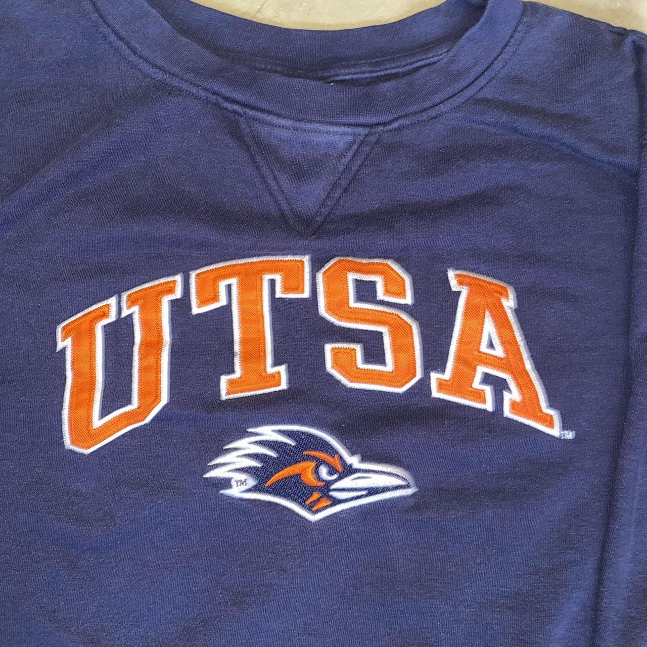 Navy and orange UTSA sweatshirt Embroidered Kinda... - Depop