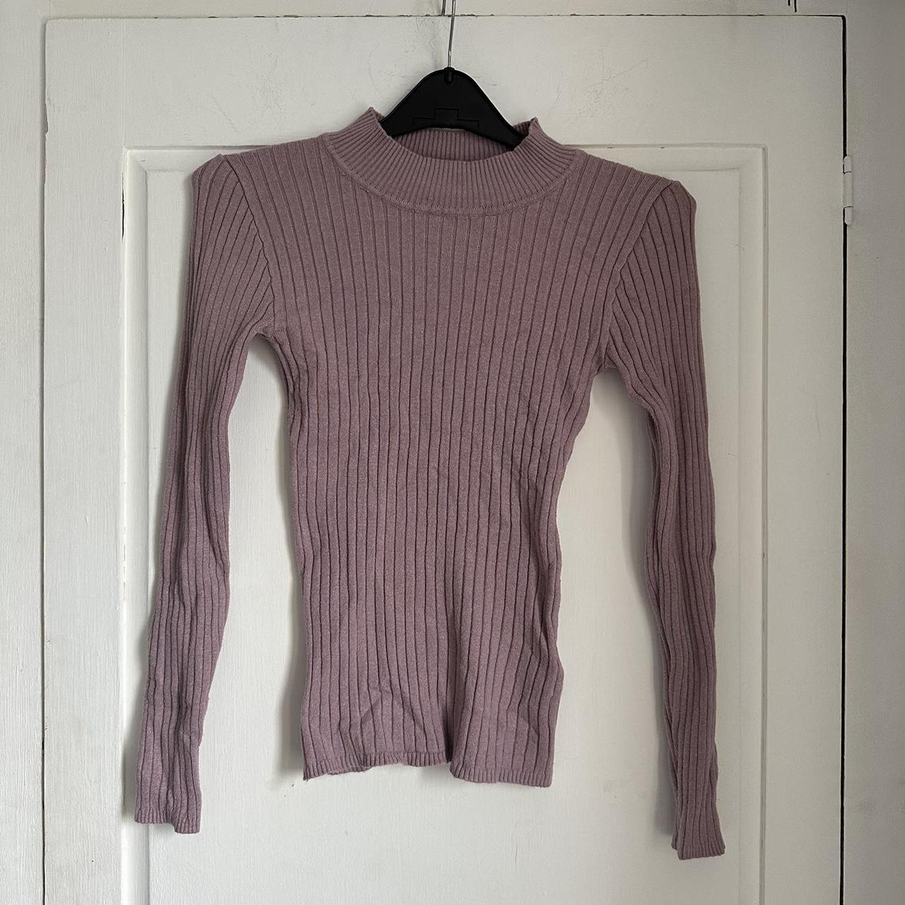 Pink ribbed long sleeve turtle neck top Primark... - Depop