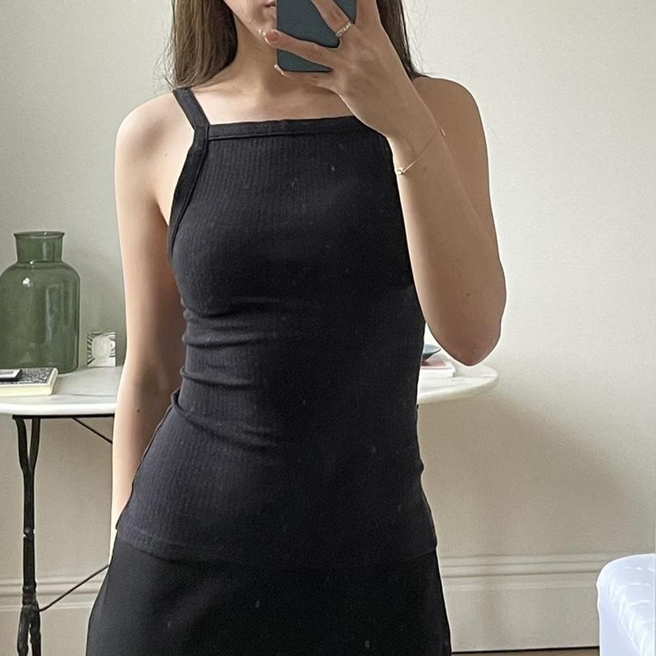 Free People Black Ribbed Halter Top Low Back Size XS - Depop