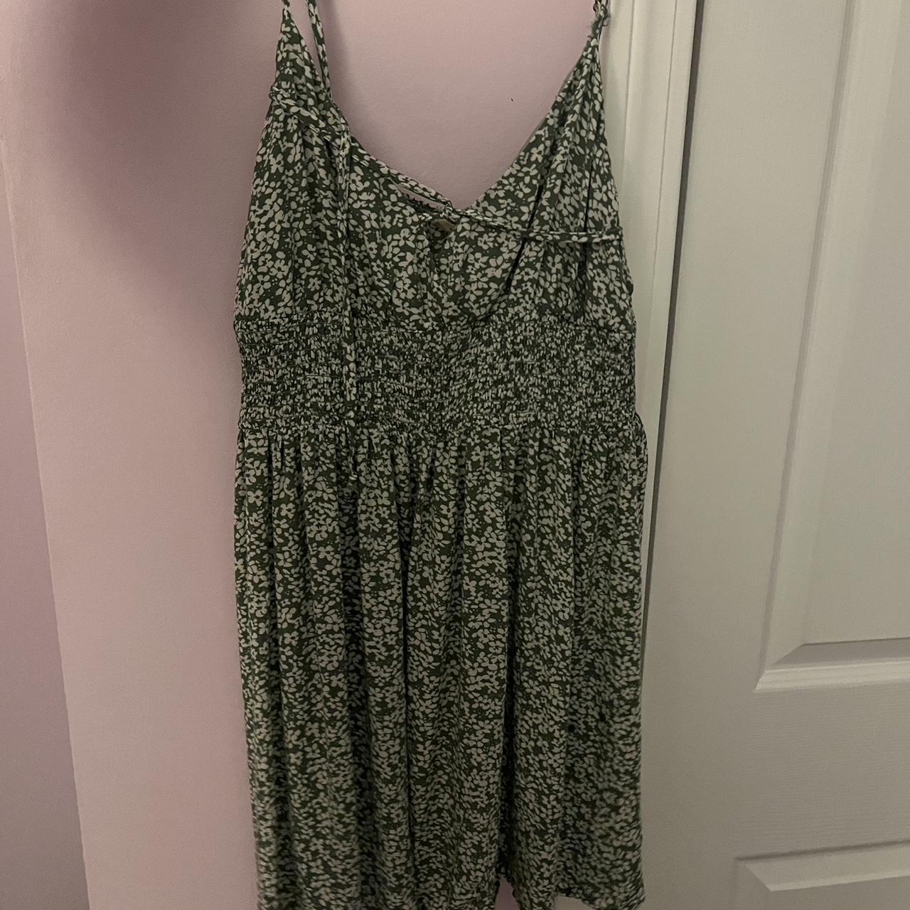 Pacsun sun dress - green floral - tie front -... - Depop