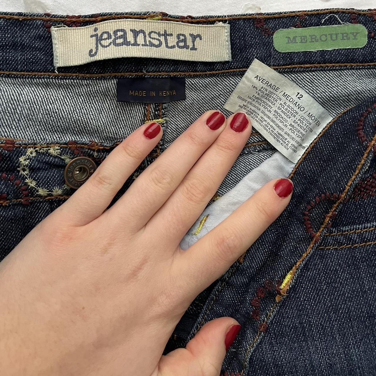 jeanstar size 12 embroidered jeans straight... - Depop
