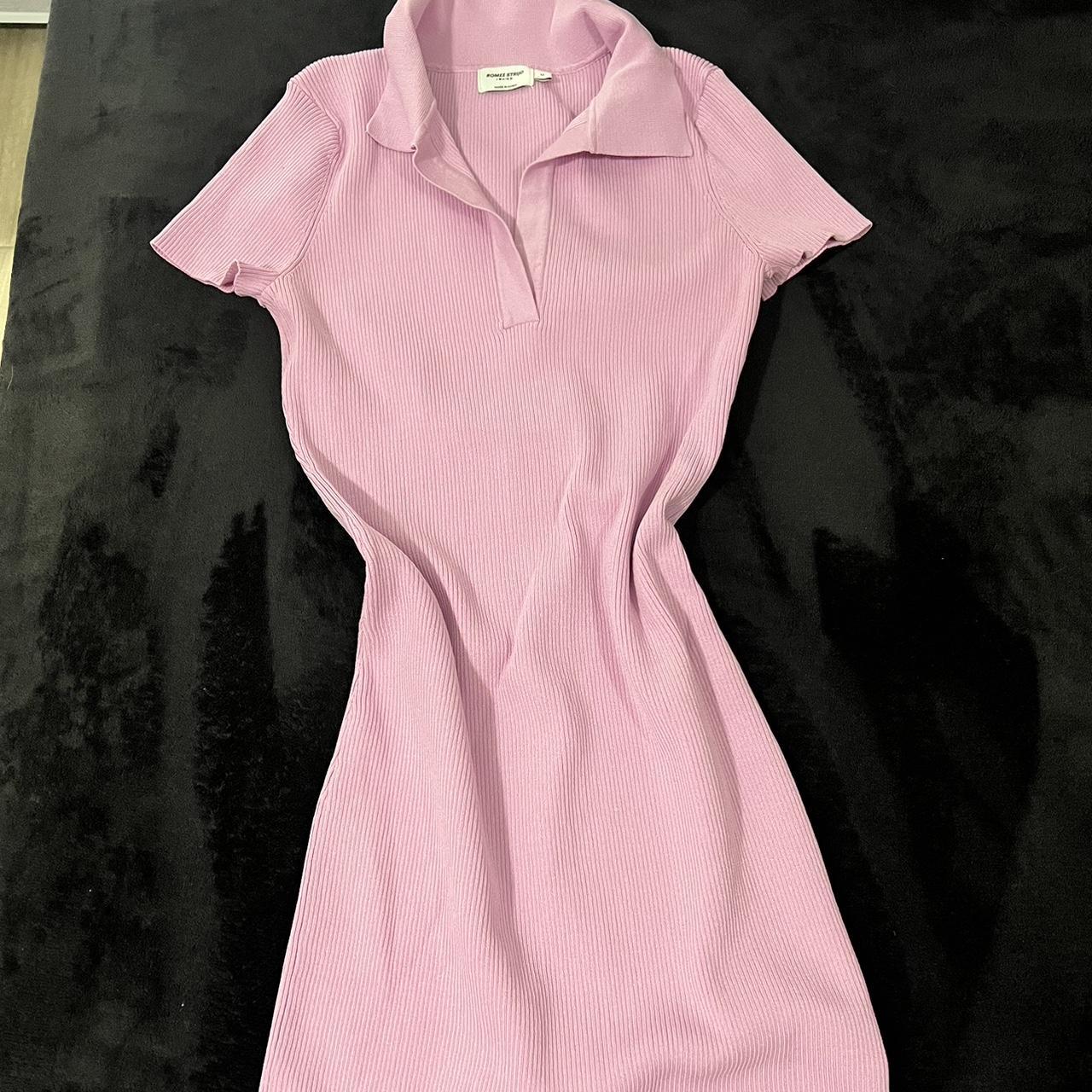 Light pink ribbed dress, Romee Strijd collab. - Depop