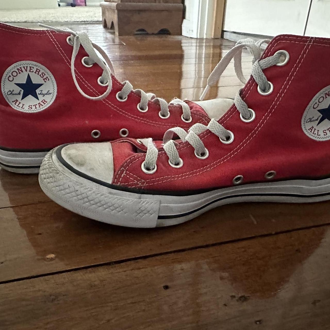 Red converse high top all stars Size uk 6/womens... - Depop