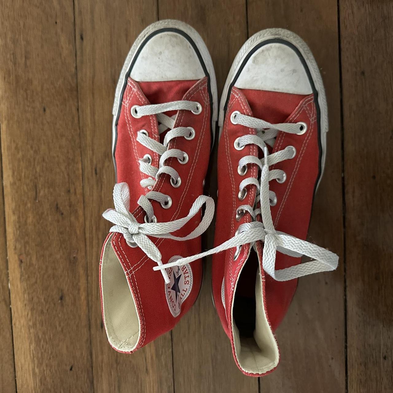 Red converse high top all stars Size uk 6/womens... - Depop