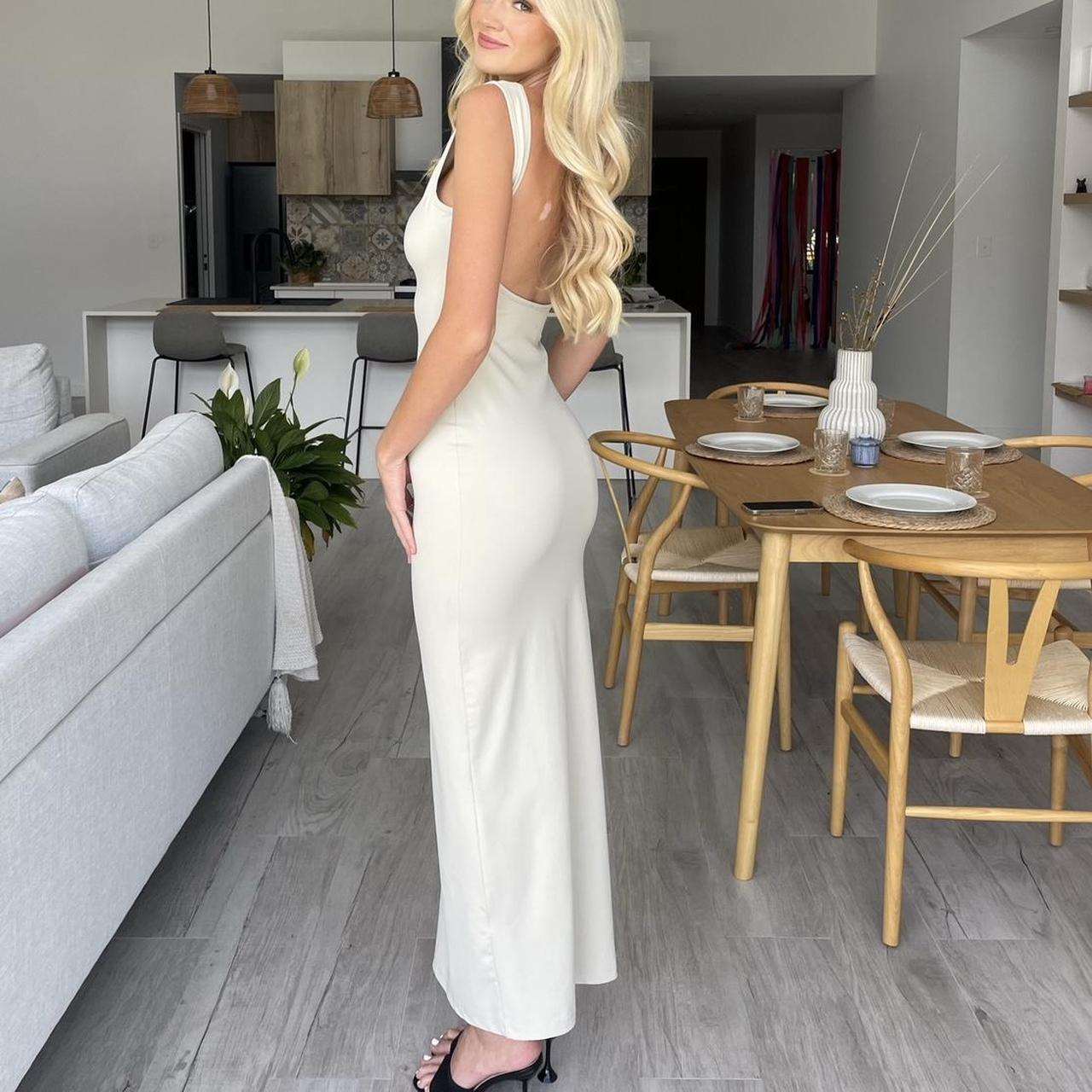 White fox cream Maxi dress RRP- $70 Worn... - Depop