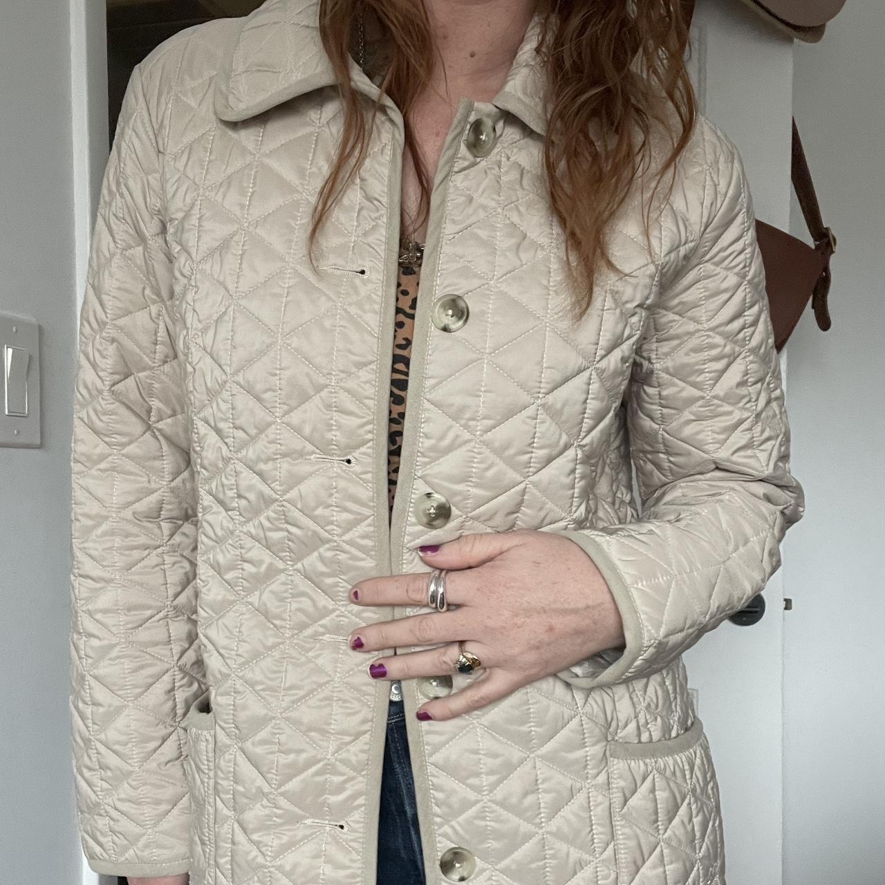 TAN QUILTED JACKET w/ soft edge details Perfect for... - Depop