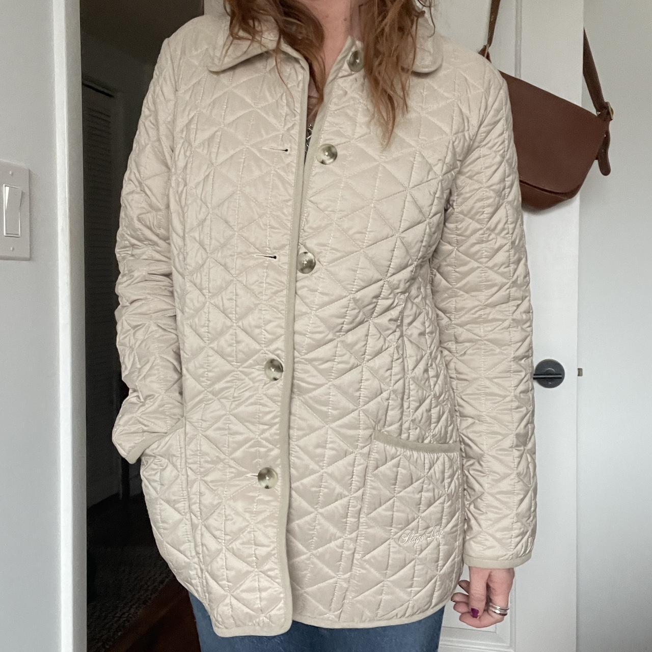 TAN QUILTED JACKET w/ soft edge details Perfect for... - Depop