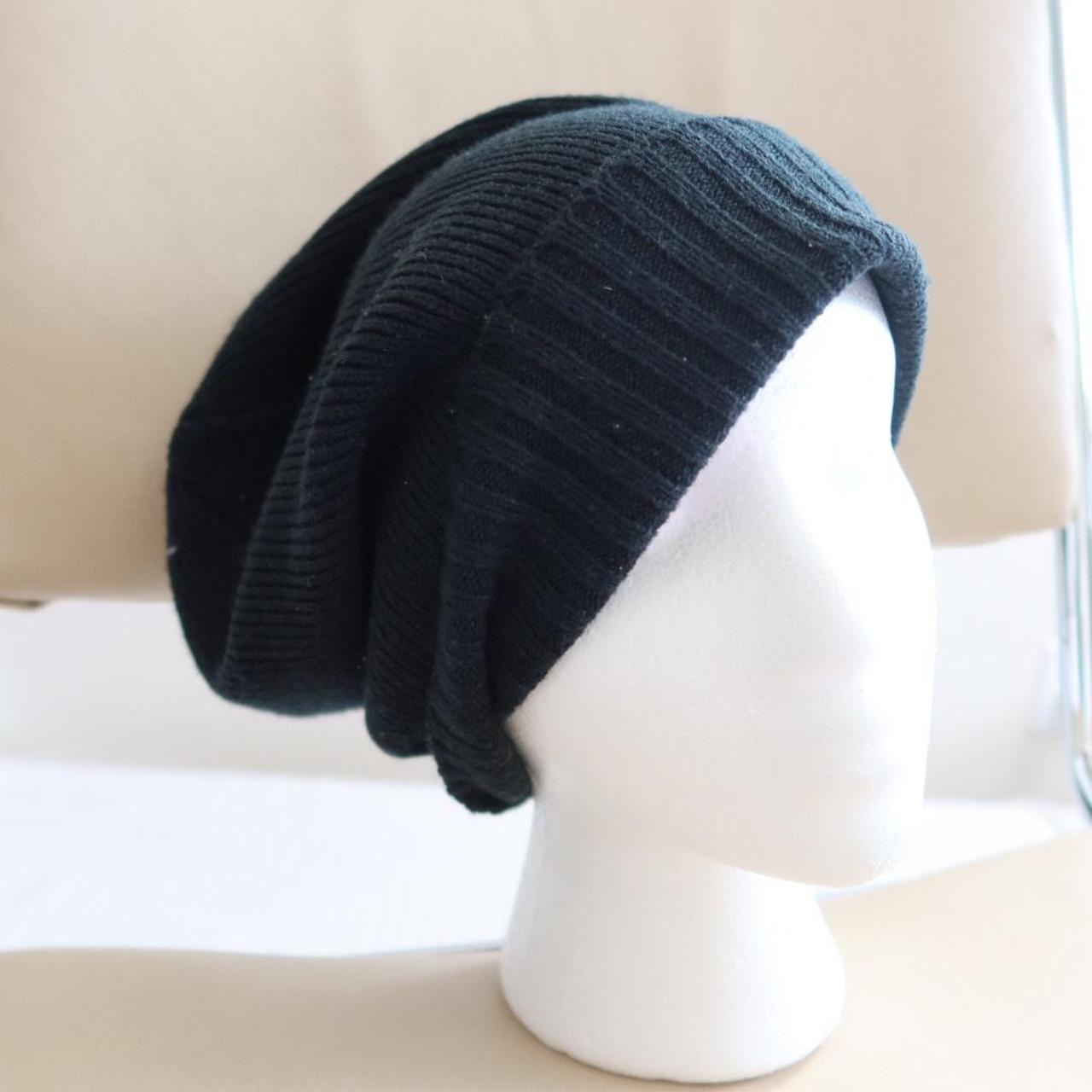 90s droopy oversized black beanie great condition... - Depop