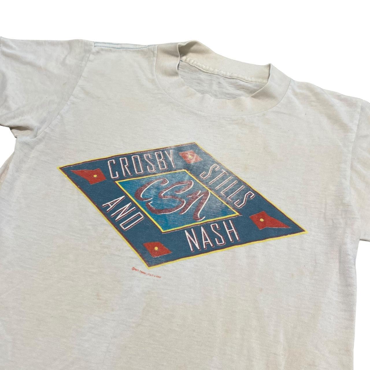 Vintage Crosby Stills Nash Young CSNY 80s Tour Tee... - Depop