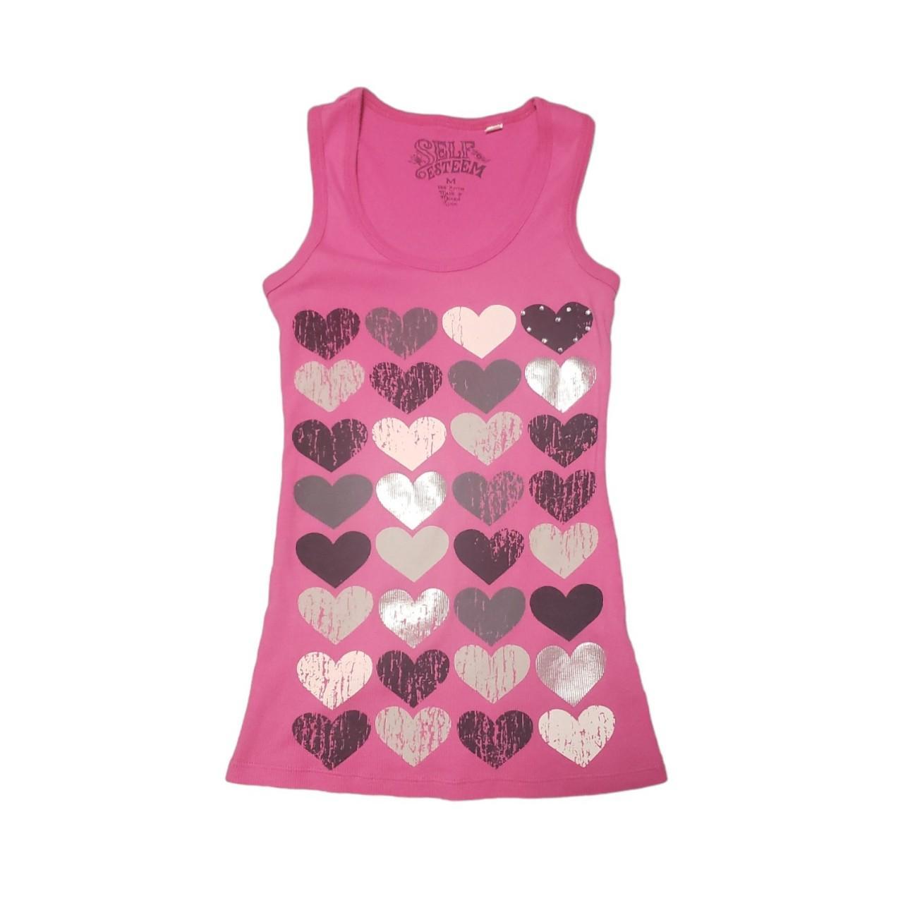 Pink heart print tank top from #selfesteem 🖤💗 In... - Depop