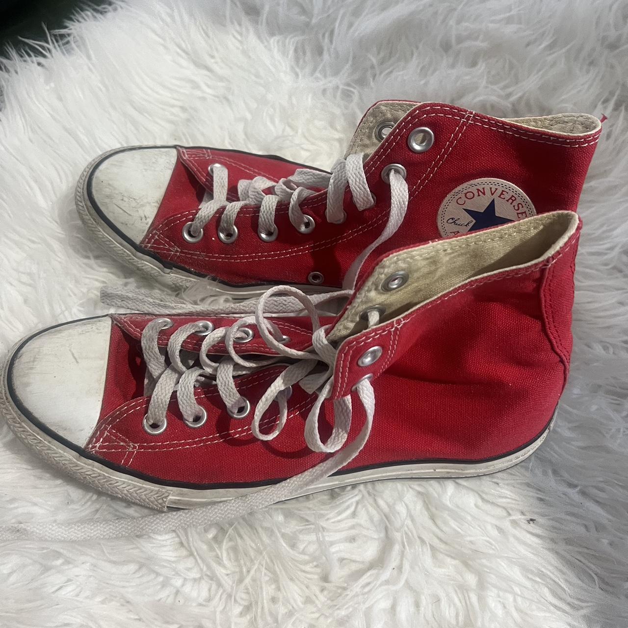 Red high top converse Size 9 Have been worn but... - Depop