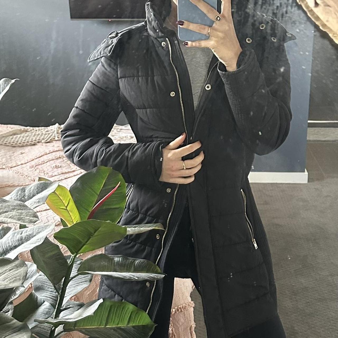 Witchery, black puffer, trenchcoat - Depop