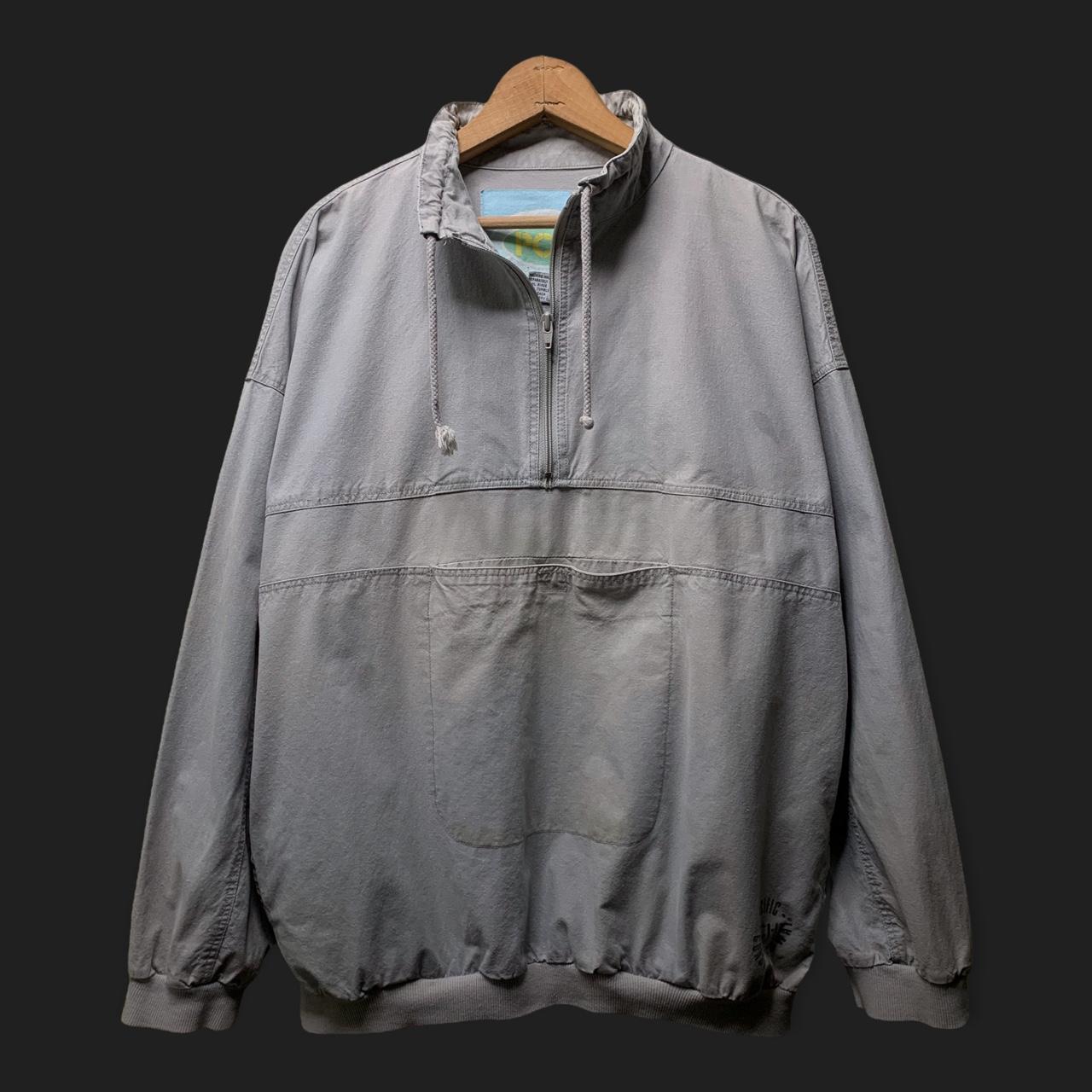 Vintage tonal grey cotton jacket pullover anorak... - Depop