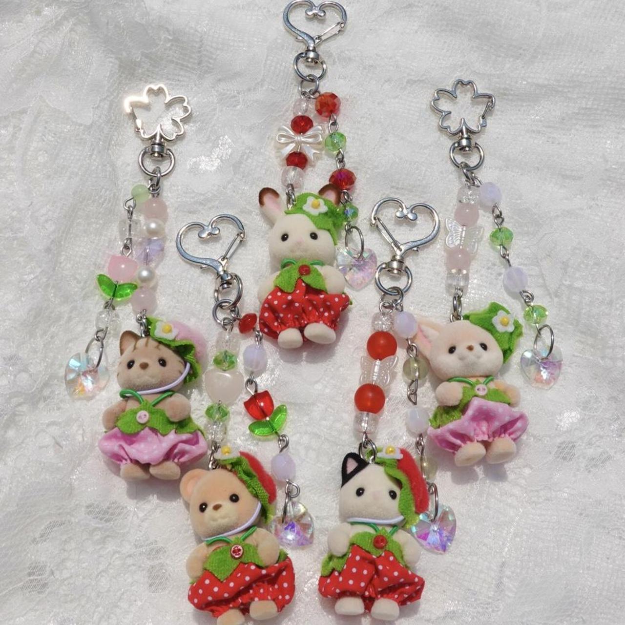 Calico Critter Inspired Strawberry Outfit Keychains... | Depop
