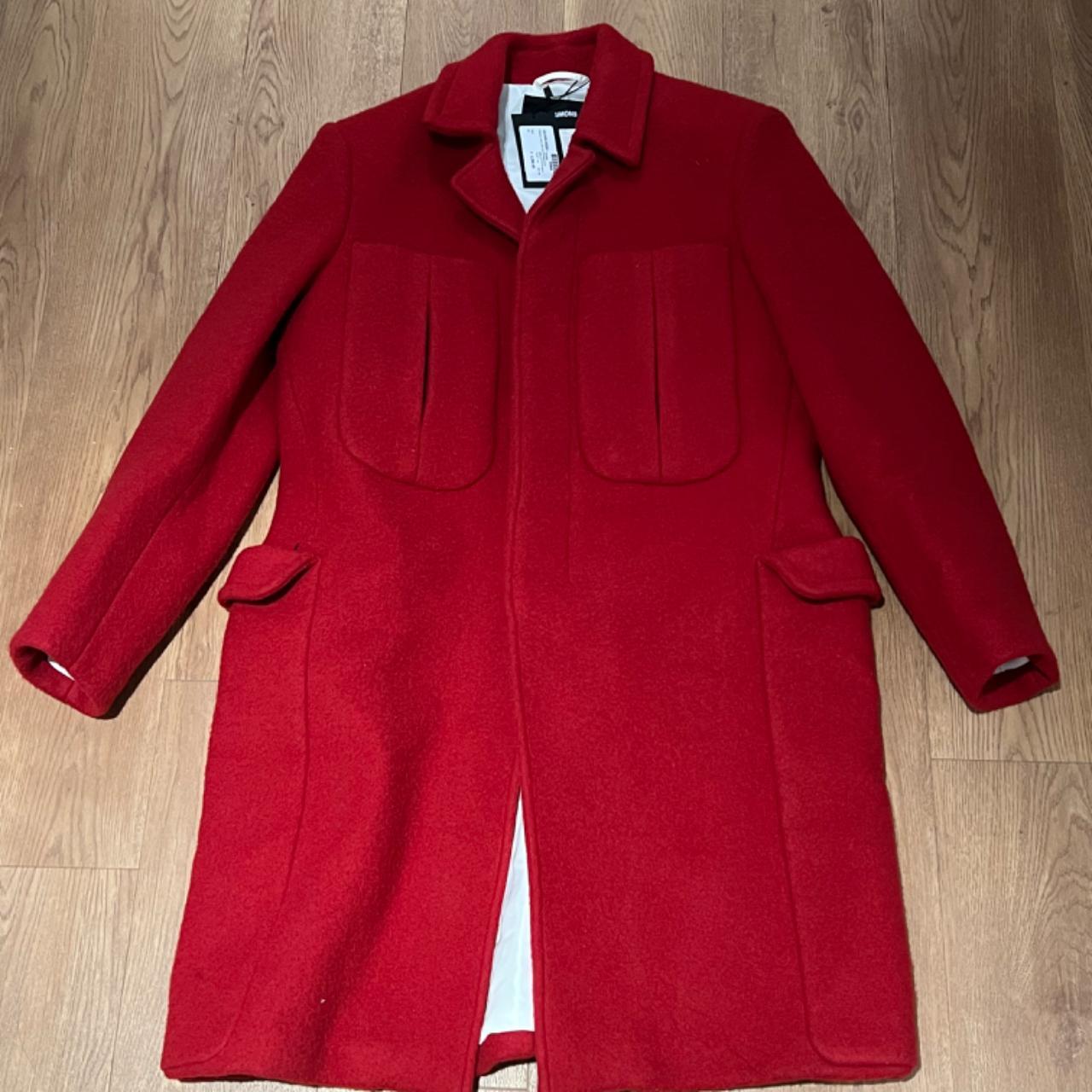 Raf Simons Aw18/19 Red Classic Coat With Large... - Depop