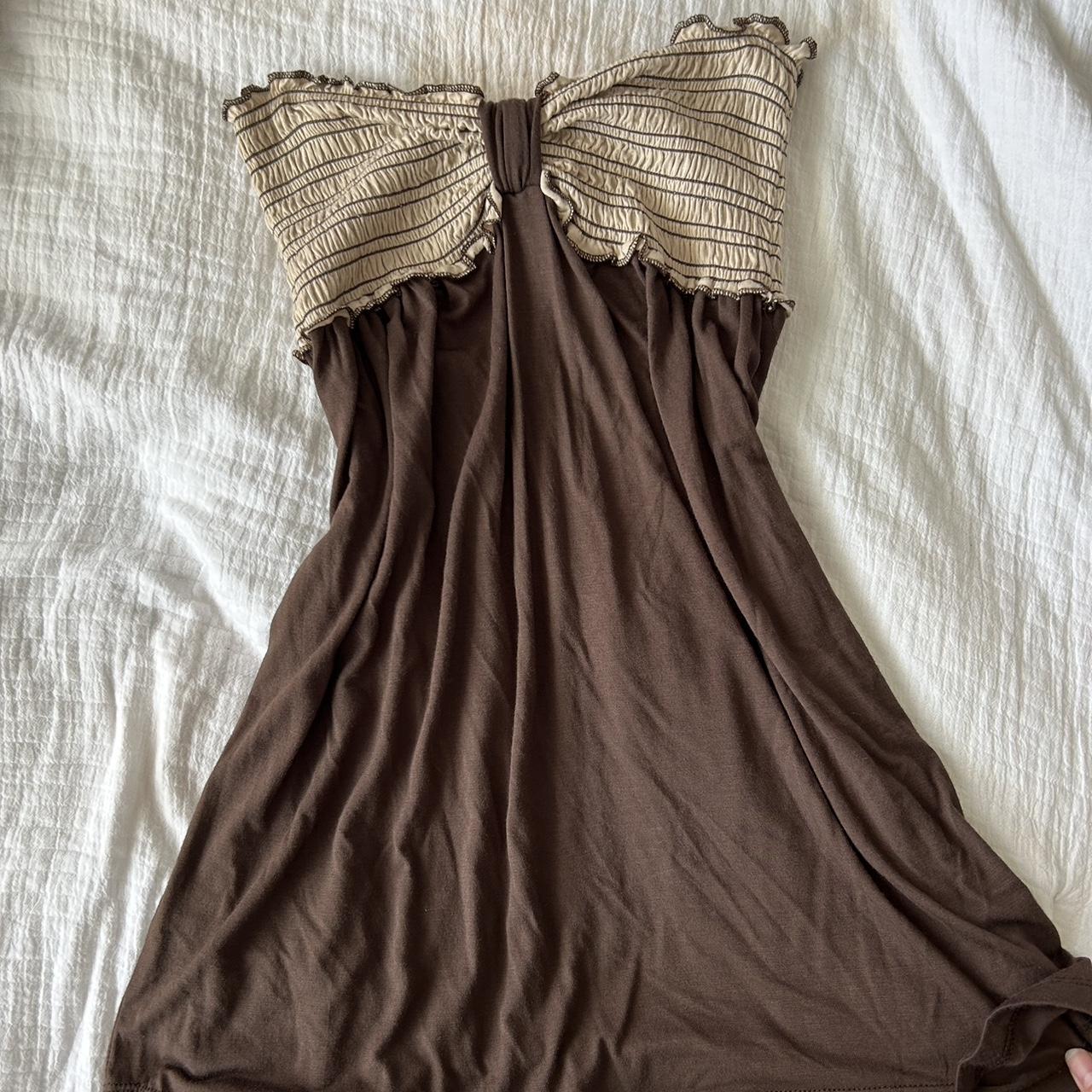 Y2K Strapless beach cover up/dress - Depop