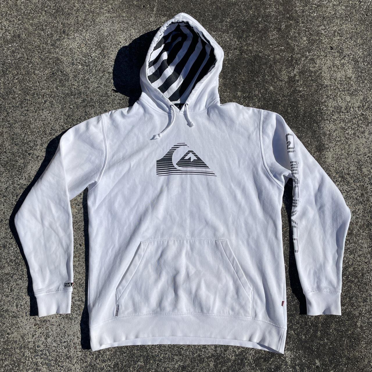 Vintage Quiksilver Hoodie - clean black and white... - Depop
