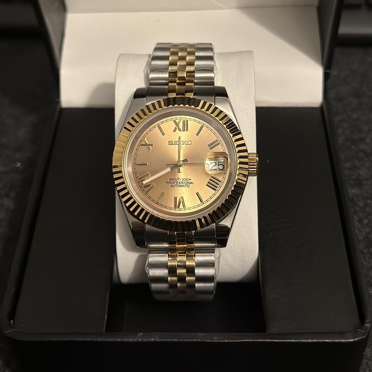 Seiko Silver & Gold Day Just Mod Case - 39mm 904L... - Depop