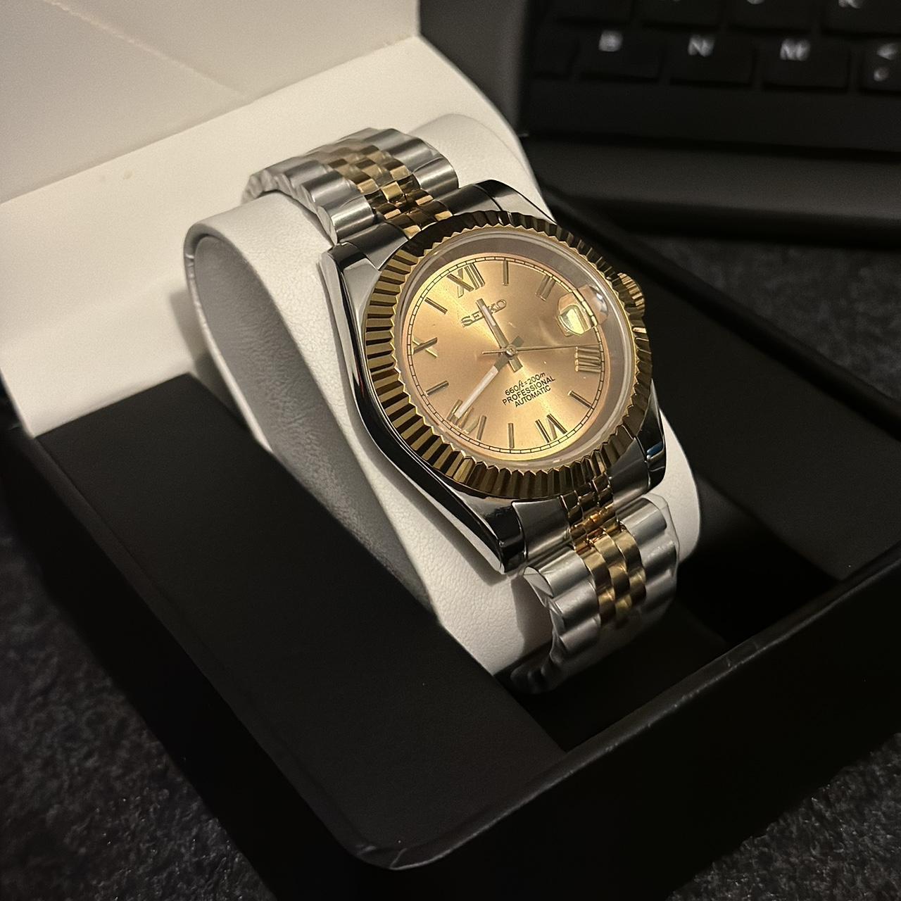 Seiko Silver & Gold Day Just Mod Case - 39mm 904L... - Depop