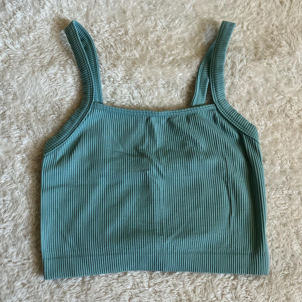 Blue green rubbed tank top from colsie Size small... - Depop