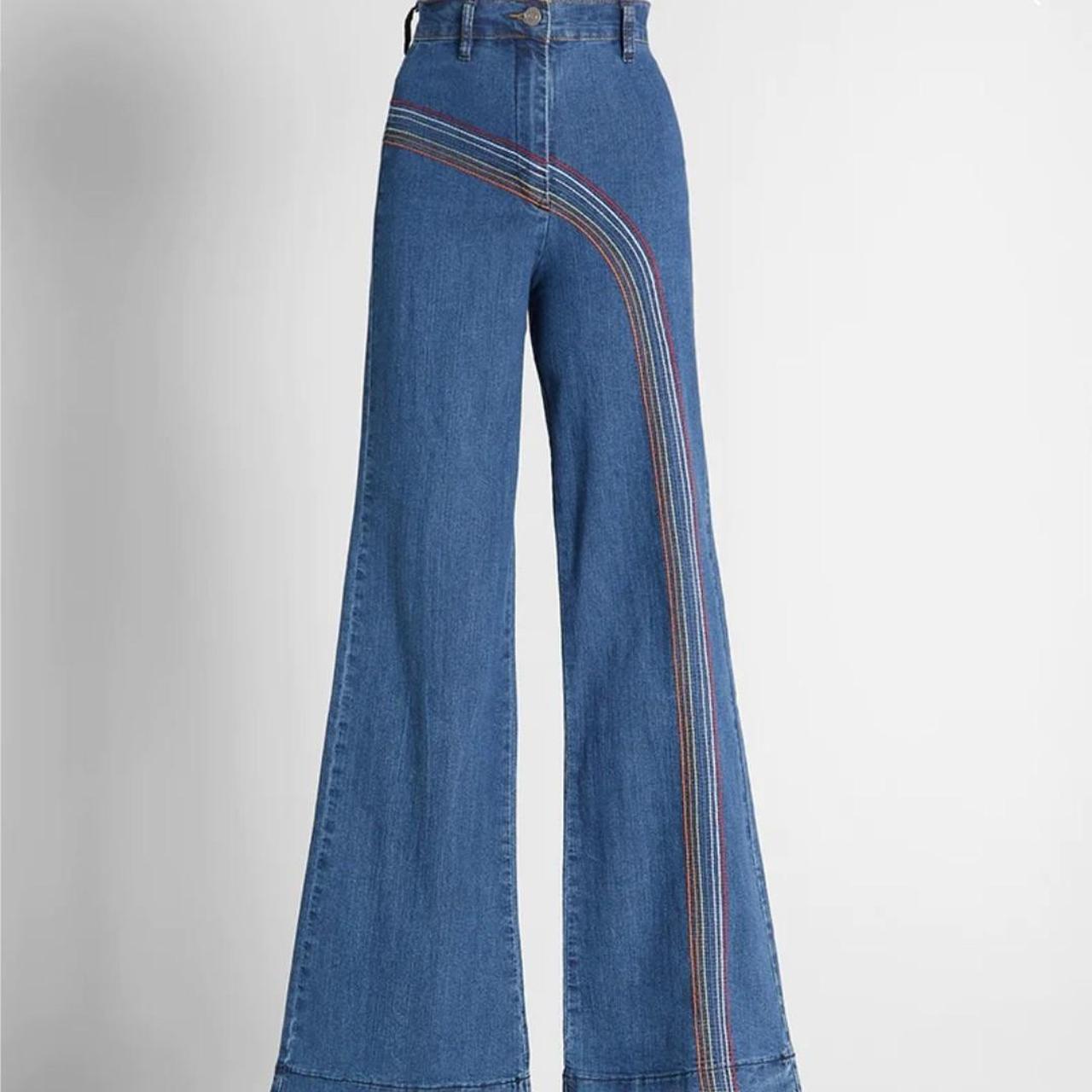 Modcloth Rainbow with Me wide leg jeans in size 0.... - Depop