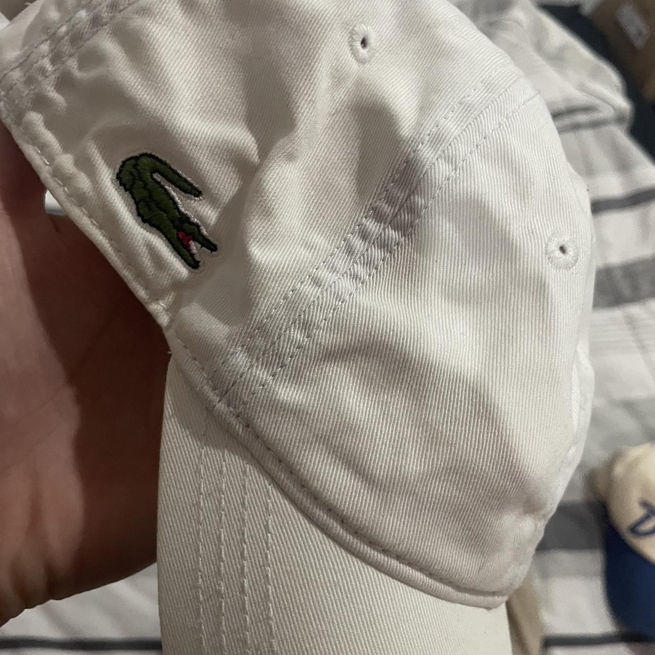 lacoste hat white pm details - Depop