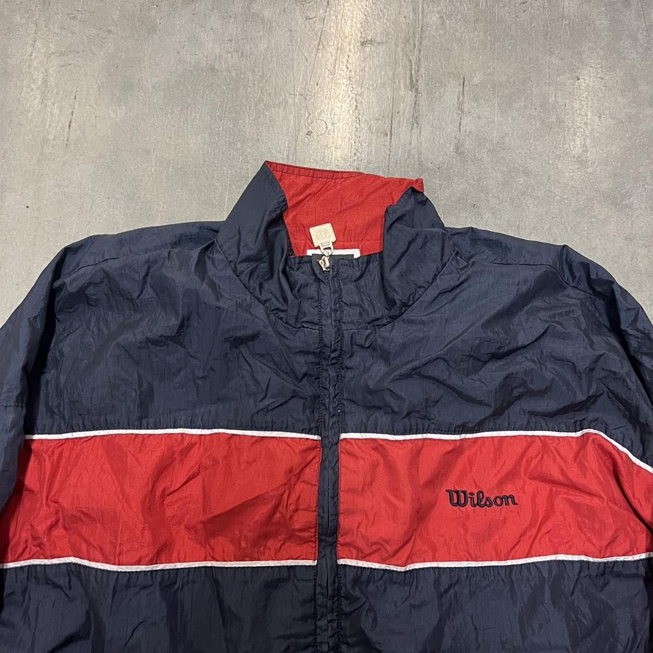 Vintage Wilson’s wrap around stripe windbreaker... - Depop