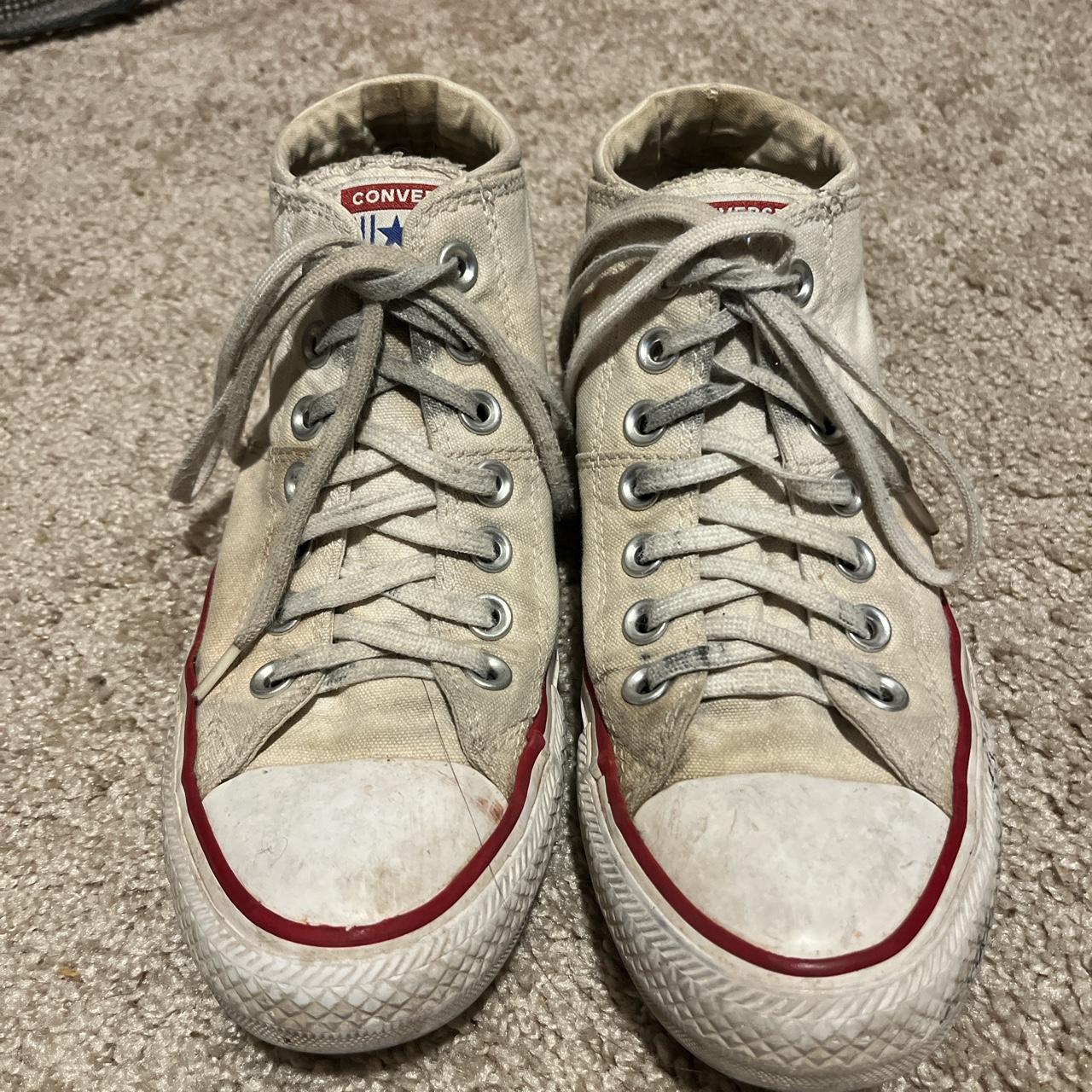 (Used to be) White High Top Converse Shoes. Size... | Depop